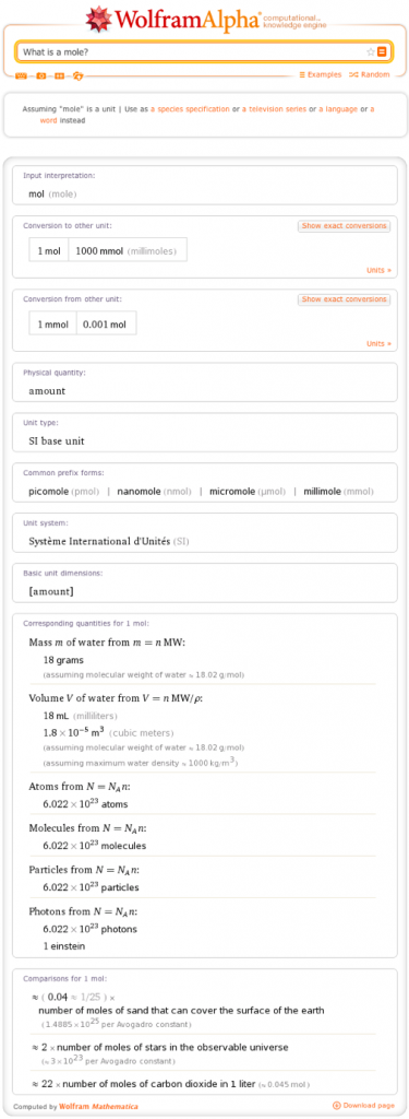 Celebrating National Mole Day with Wolfram|Alpha—Wolfram|Alpha Blog
