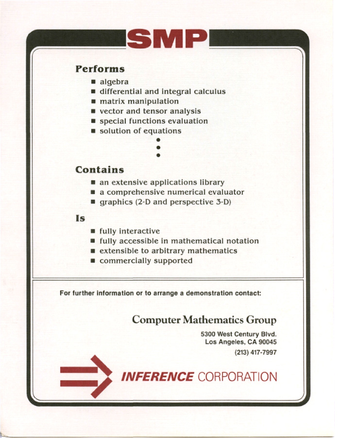 Mathematica—three Decades Of Contributions Invention Discovery And Education Smp 1980 The