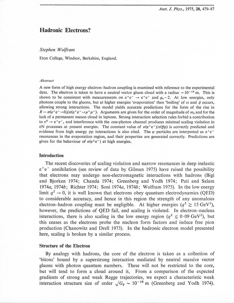 1975: Publishing a physics paper…—Stephen Wolfram Scrapbook