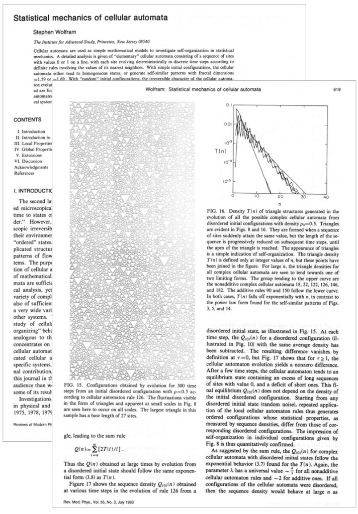 1983: The first cellular automaton paper…—Stephen Wolfram Scrapbook