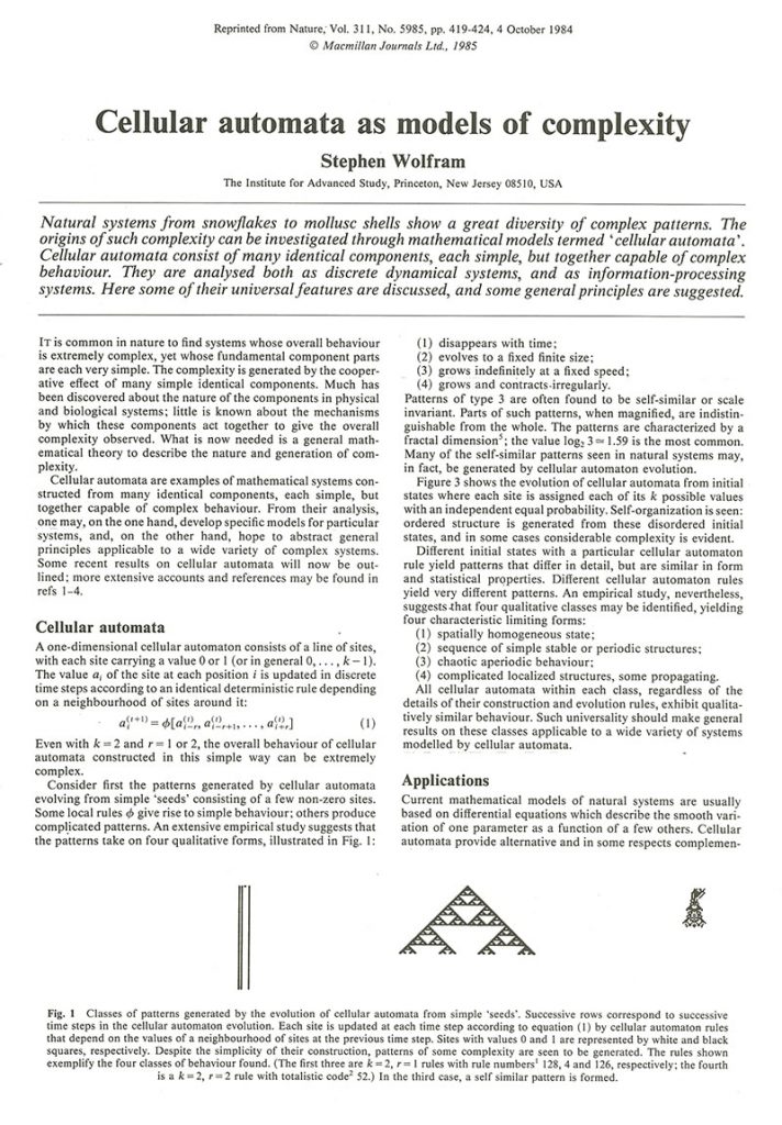 1984 Cellular Automata Grace The Cover Of Nature Magazine…—stephen Wolfram Scrapbook