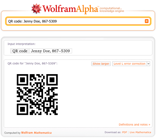 Wolfram|Alpha Becomes Scannable with QR Codes—Wolfram|Alpha Blog